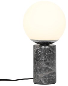 Nordlux Opálově bílá skleněná stolní lampa Lilly s šedou podstavou