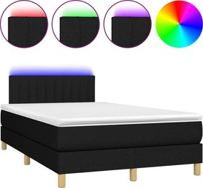 vidaXL Box spring postel s matrací a LED 120 x 200 cm textil [3133863] Barva: Černá