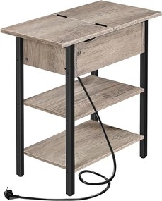 Odkládací stolek Vasagle Frenzy 48 cm s nabíjecí stanicí šedý/černý