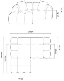 Tmavě modrá žinylková rohová pohovka (levý roh/s lenoškou) Treno – Cosmopolitan Design