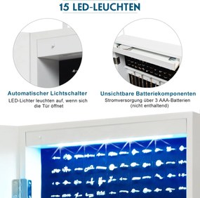 Costway Šperkovnice s 15 LED světly a zrcadlem po celé délce a montáží