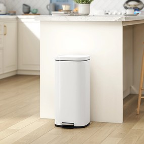 HOMCOM 30 l pedálový odpadkový koš s tichým dovíráním, vyjímatelným vnitřním kbelíkem a funkcí držení v otevřené poloze – kov odolný proti otiskům, k…