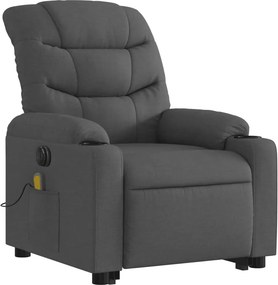 Elektrické zvedací masážní polohovací křeslo tmavě šedé textil 3206673