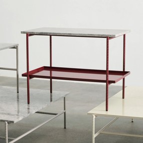 HAY Rebar Side Table, 75x44, Red + Grey Marble