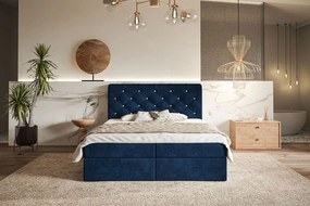 Boxspring s prošívaným čelem Gilda 160x200 cm Barva: Modrá - Kronos 09