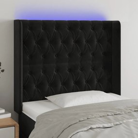 Čelo postele s LED černé 103 x 16 x 118/128 cm samet 3124428