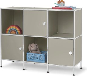 Tchibo - Kovová odkládací skříňka »Cn3 Kids« se 3 dvířky, světle šedá