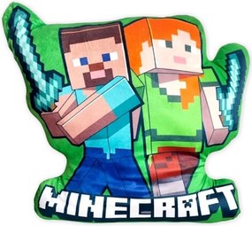 Tvarovaný 3D polštář Minecraft - Alex a Steve - 38 x 35 cm