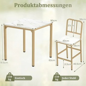 Costway Jídelní stůl s 4 barovými stoličkami ve výšce pultu pro 4 osob Sada