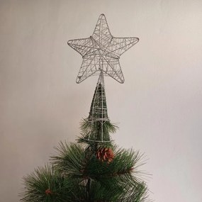 Vánoční hvězda na stromek 18 × 30 cm, drátěná, stříbrná