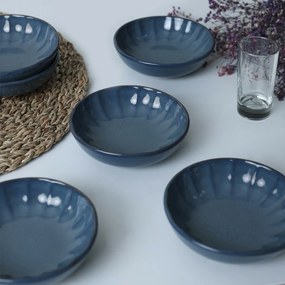 Sada 6 kameninových misek Laguna 12 cm, tmavě modrá
