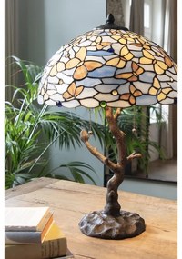 Modrá stolní lampa Tiffany Butterflies - Ø 40*60 cm