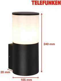 TF 322505TF TELEFUNKEN venkovní nástěnné svítidlo, voděodolné a prachotěsné, E27 patice, černé - BRILONER