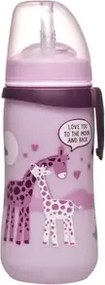 NIP Straw cup láhev s brčkem PP 330ml růžová / od 12 měsíců