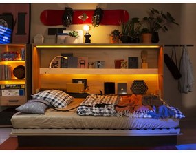 Sklápěcí postel Concept Junior - horizontální, Osvětlení: bez osvětlení, Barva: dub artisan / dub artisan + ocel + silk flou