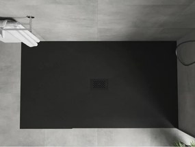 Mexen Hugo, obdélníková sprchová vanička SMC 180 x 100 cm, černá, černá krytka, 42701018-B