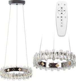 Toolight Toolight, LED závěsné svítidlo s křišťály APP1041-CP + dálkové ovládání, chromová, OSW-09472
