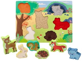 Dřevěné zábavné vkládací puzzle Adam Toys, lesní zvířátka 3D