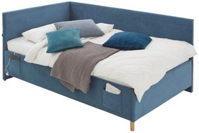 OnaDnes -20% Modrá manšestrová postel Meise Möbel Cool II. 120 x 200 cm s úložným prostorem