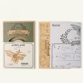 RoboTime dřevěné 3D puzzle Historické letadlo / od 8 let / 145 dílků /
