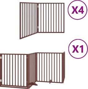 Zábrana pro psy s dvířky skládací 12 panelů hnědá 960 cm topol 3155584