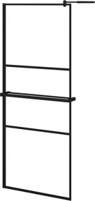 Zástěna do průchozí sprchy s policí černá 80x195 cm ESG/hliník 3185451