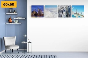 Set obrazů výhled na mrakodrapy ve městě New York - 4x 60x60 cm