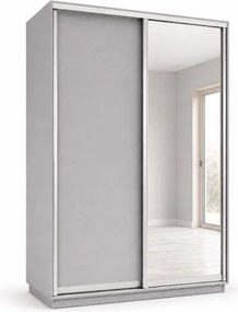 Skříň s posuvnými dveřmi 1500x2400x600 1LTD 1 Zrcadlo myší šedá, profil stříbrný