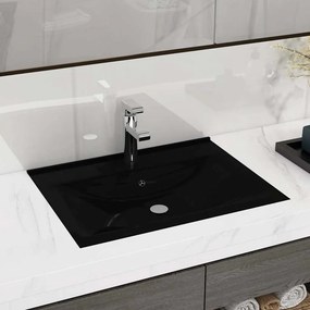 Luxusní umyvadlo otvor na baterii matné černé 60x46 cm keramika 147030