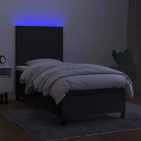 Box spring postel s matrací a LED černá 90x200 cm textil 3134687