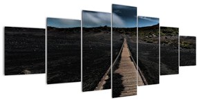 Obraz dřevěné cesty za soumraku (210x100 cm)