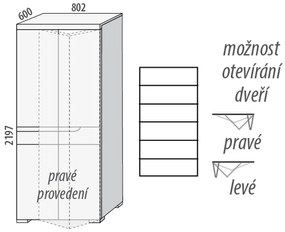 Skříň S&F policová Domestav F155 Materiál: Buk cink, Barevne provedení: Moření, Specifikace: pravá