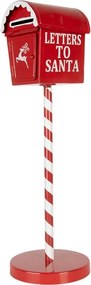 Červená kovová dekorační schránka Letters to Santa - Ø 15*50 cm