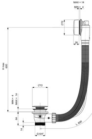Polysan MARBLE vanová souprava bovden délka 800 mm bílá 11042.10