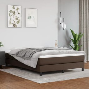 Box spring postel s matrací hnědá 140x200 cm umělá kůže - Default Title
