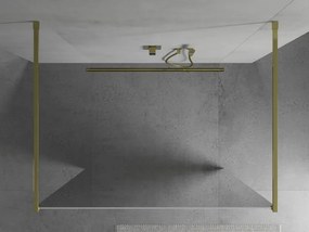 Mexen Kioto, průchozí sprchová zástěna 120 x 200 cm, 8mm sklo vzor zrcadlo, 2x zlatá stabilizační rozpěra, 800-120-002-50-50