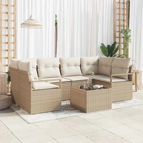 Set pohovek 7 ks 6-Počet míst Béžová a krémová polyratan 3346281