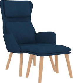 Relaxační křeslo se stoličkou modré samet 3097830