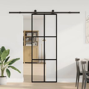 Posuvné dveře s kováním 76x205 cm ESG sklo a hliník 3332818