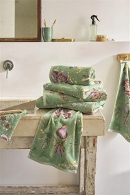 Pip Studio ručníky z bavlněného froté Secret Garden, zelené (Luxusní ručníky z bavlněného froté v designu Secret Garden v zelené barvě)