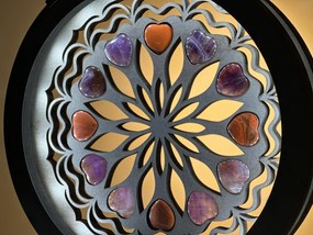Li-Go "Srdce, ametystová/karneolová mandala" Stolní lampa 20x22 cm černá s patinou