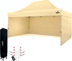 BRIMO Nůžkový párty stan SUPER 3x4,5 m 3 stěny béžový