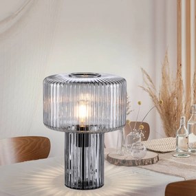 Stolní lampa Fungus ze skla, kouřově šedá