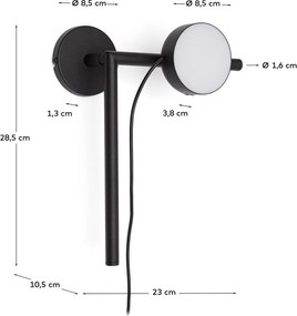 Černé kovové LED stmívatelné nástěnné svítidlo do zásuvky Orey – Kave Home