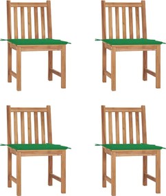 vidaXL Zahradní židle 4 ks s poduškami masivní teak [3073090] Barva: Zelená