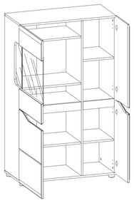 Sconto Vitrína LUCY LI 5 dub sonoma truffel/bílý lesk