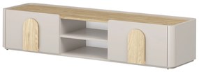 TV stolek Amilio 170 cm - kašmírová / dub olejovaný / úchytky dub světlý