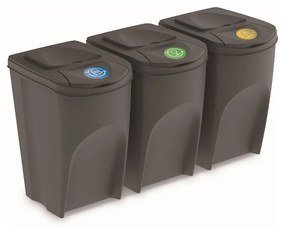 PROSPERPLAST Sada odpadkových košů SORTIBOX, 3x35l