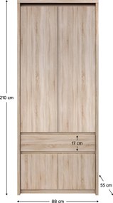 Věšáková skříň 4D1S, dub sonoma, NORTY TYP 2
