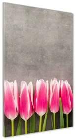 Wallmuralia Vertikální Fotoobraz na skle Růžové tulipány 50x100